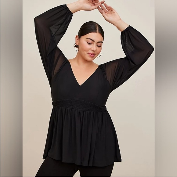 torrid | Tops | Torrid Smock Waist Sheer Layer Top | Poshmark